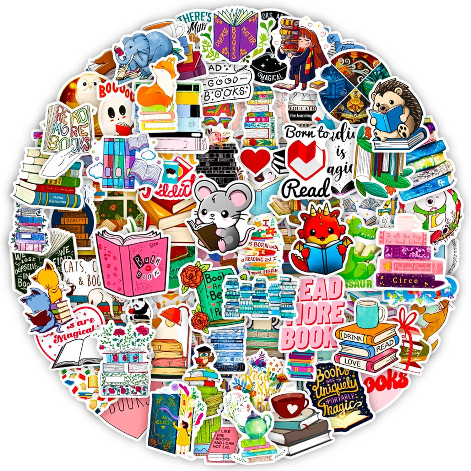 Amazon.com: Book Stickers, 100 Pcs Reading Stickers for Water Bottles ...