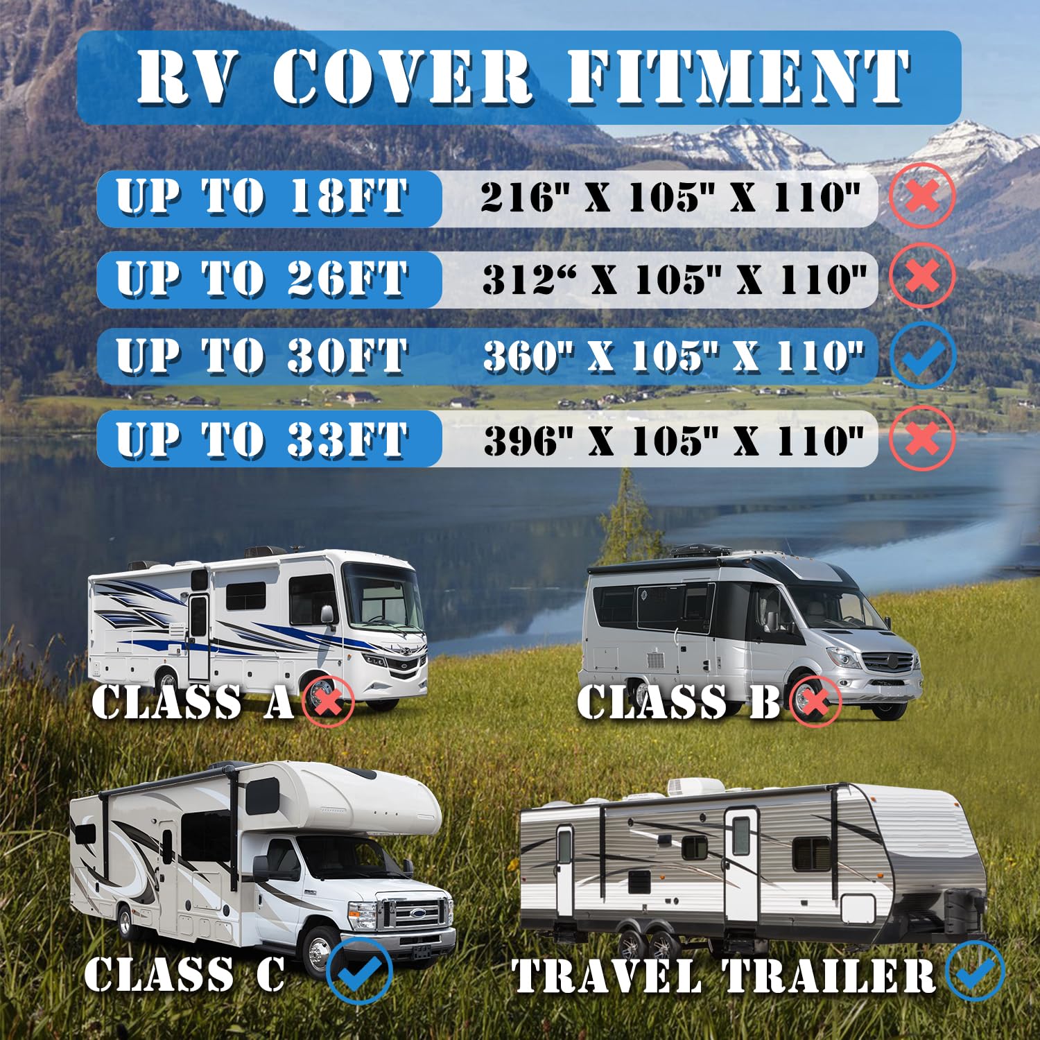 Snapklik.com : KitsPro 30 Ft Hail-Protection RV Cover For Class C And ...