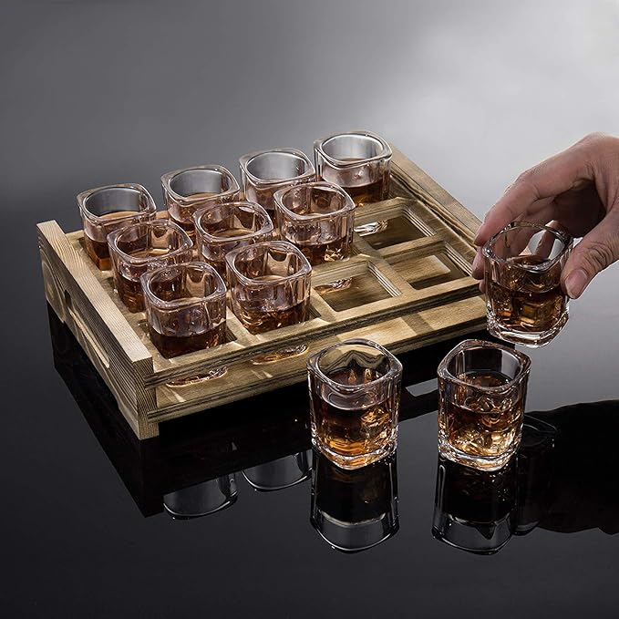 Buy VILON Premium Heavy Base Shot Glass Set 6 | Crystal Square Shot ...