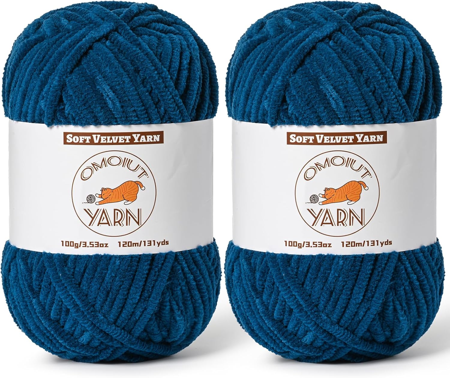 Amazon.com: 2 Pack Denim Blue Fluffy Velvet Yarn for Crocheting, Chunky ...