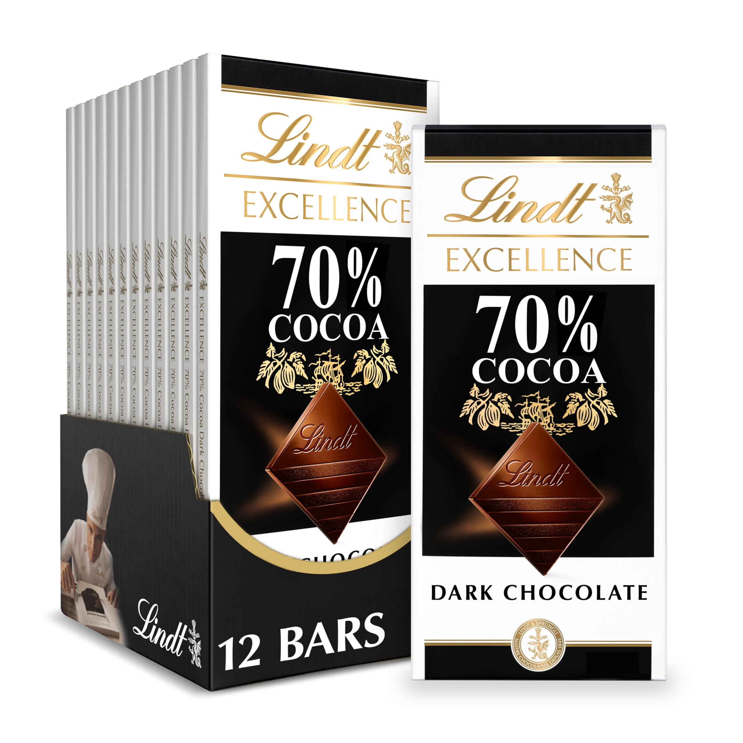 Lindt EXCELLENCE 70% Cocoa Dark Chocolate Bar, Dark Chocolate Candy, 3. ...