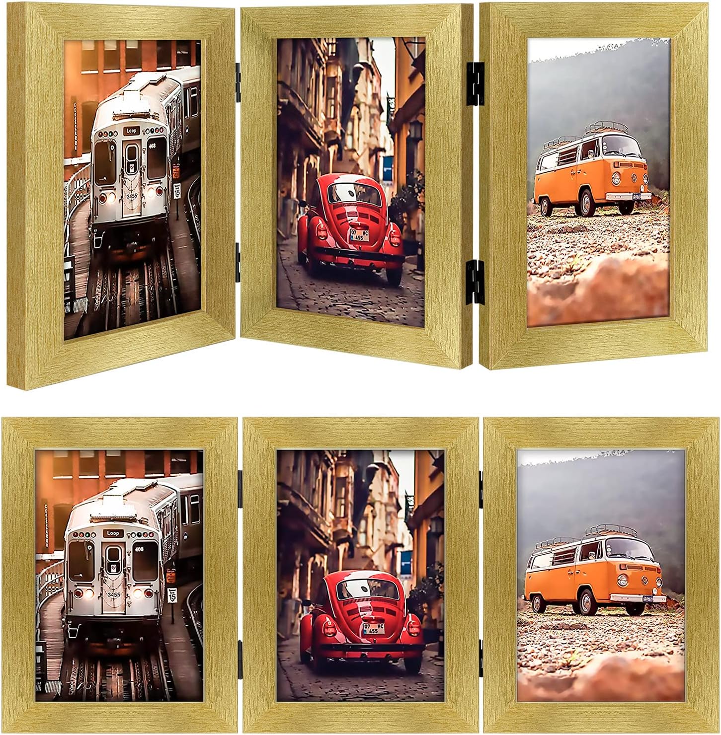 Amazon.com - Frametory 5x7 Triple Picture Frames, Trifold Photos Frame ...