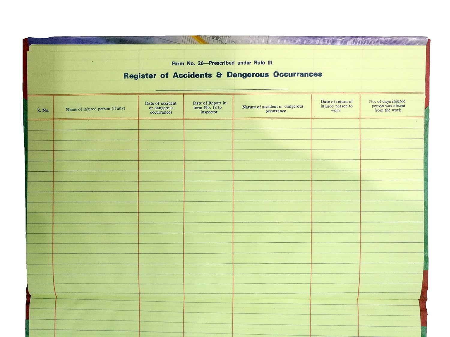 LRS Form 26 Register Of Accident And Dangerous Occurences Prescribed LRS Form 26 Register Of Accident And Dangerous Occurences Prescribed