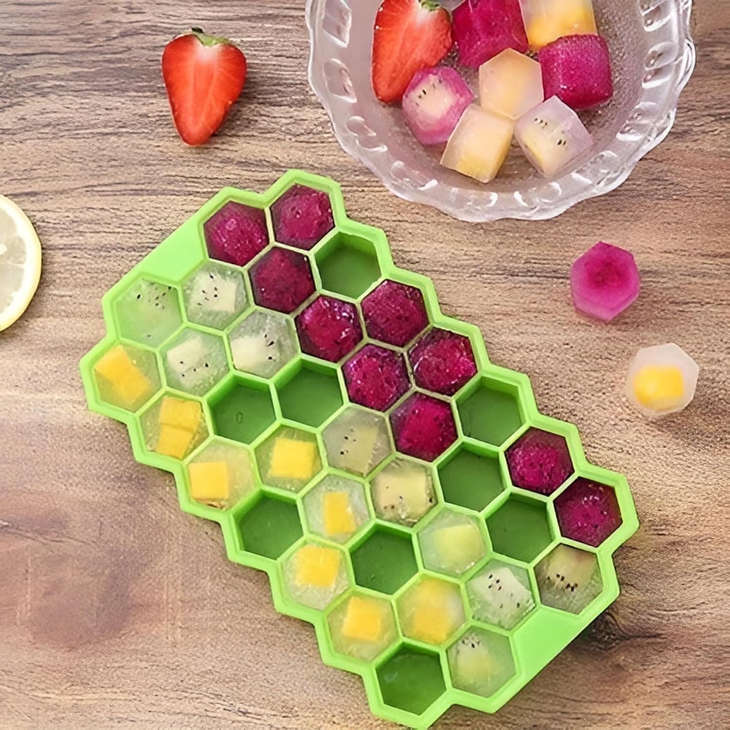 Buy FLOSSYMART ice Tray for Freezer, Honeycomb 37 Cavity Ice Cube Tray ...