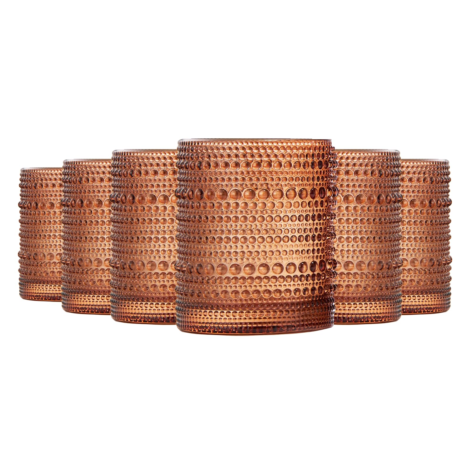 Snapklik.com : Burnt Orange Amber Hobnail Drinking Glasses Set Of 6 11 ...
