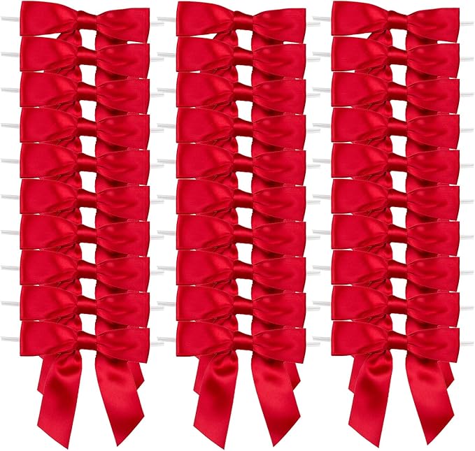 Amazon.com: 7Rainbows 30pcs Boutique 2.5" Red Satin Ribbon Twist Tie ...