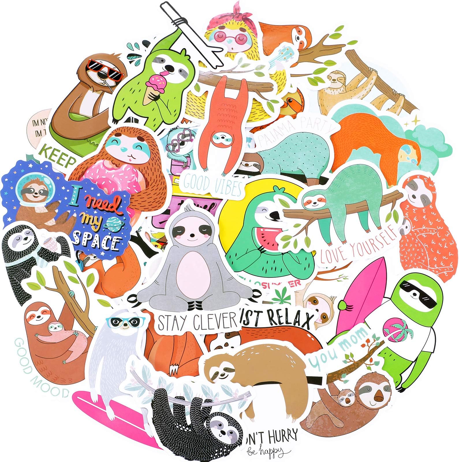 Amazon.com : Sloth - Gift Bag Stickers, 3 Sheets | Sloth Birthday Party ...