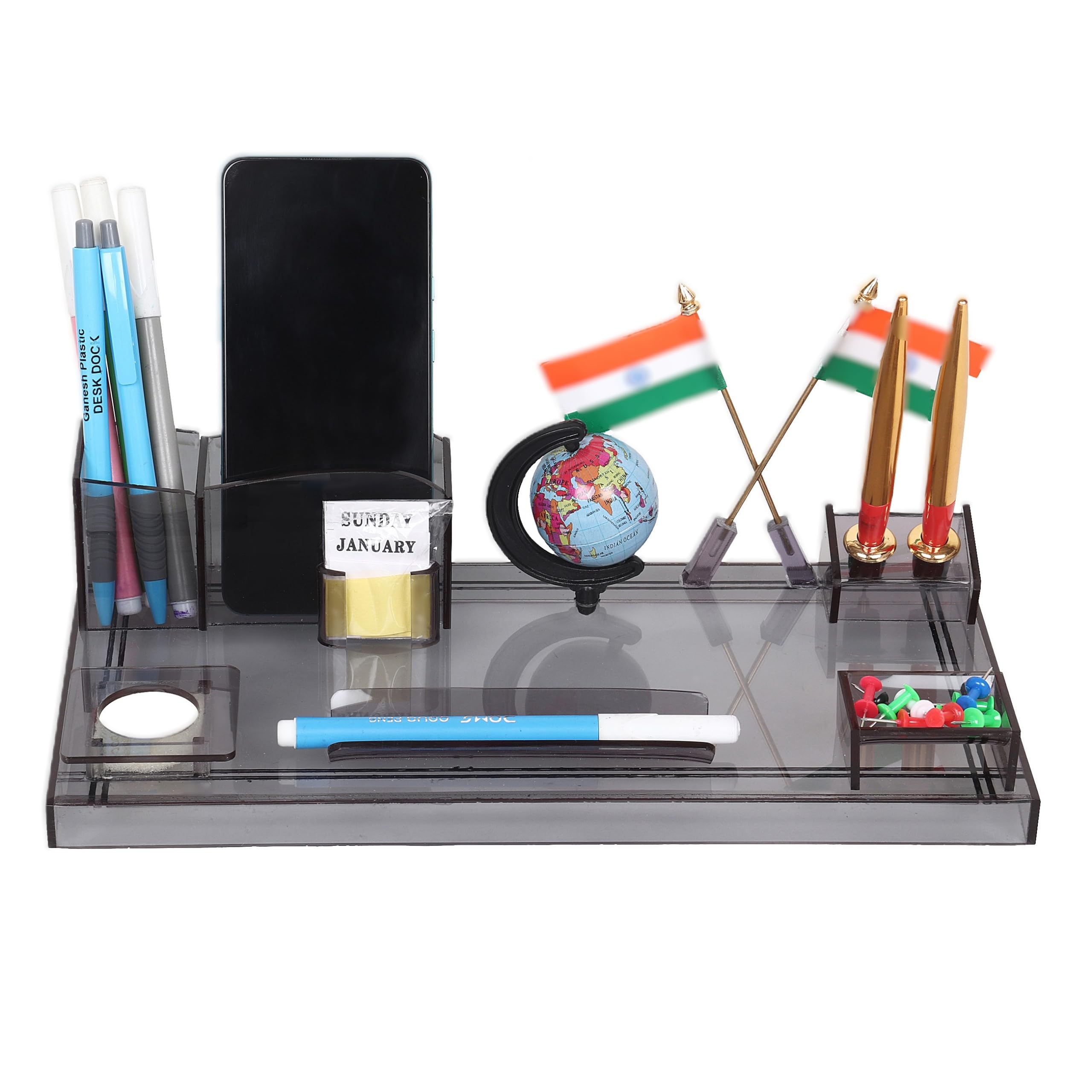 DESK DOCK Acrylic Flag Design Pen Stand for Office and Study Table (2 ...