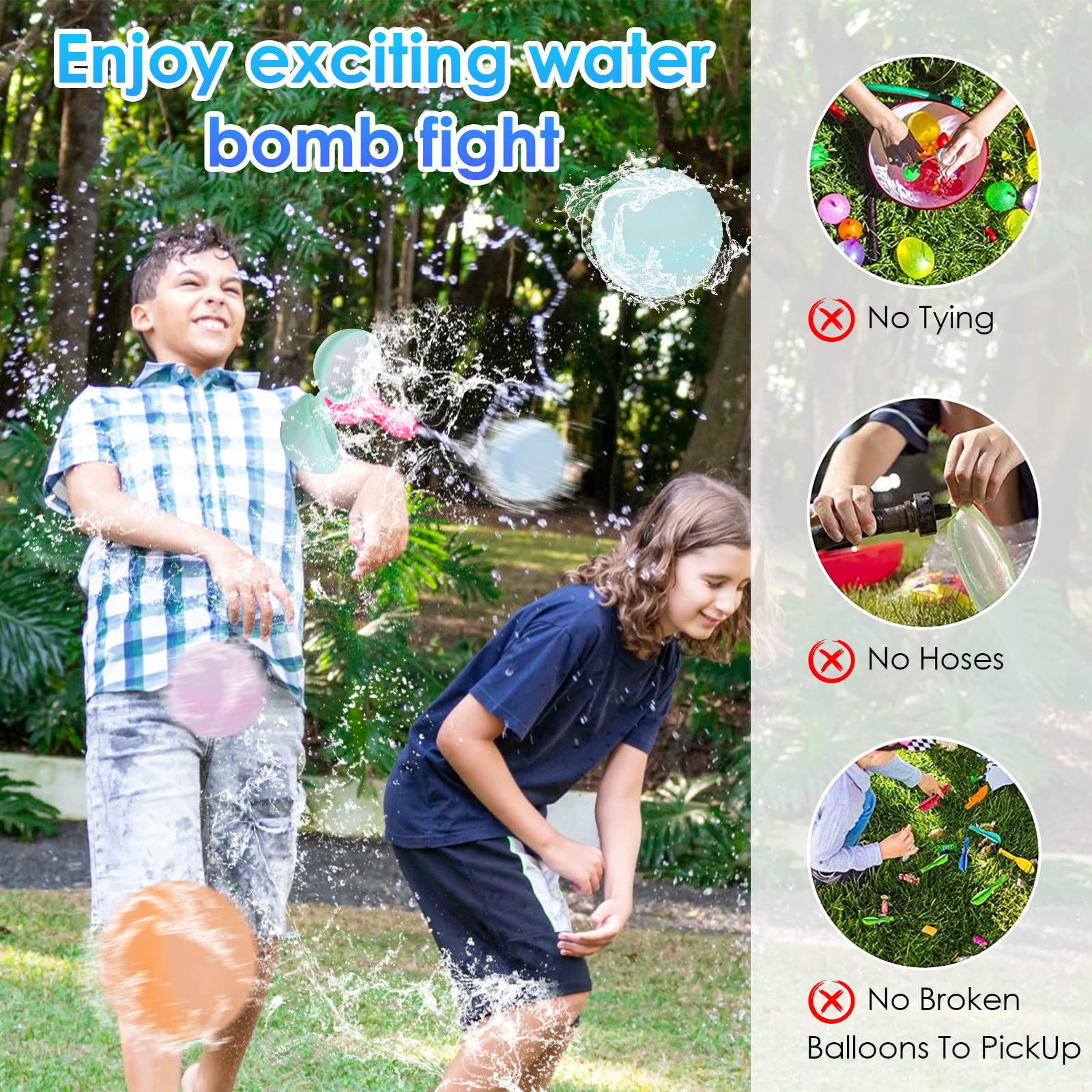 Snapklik.com : ZWOOS Reusable Water Balloons, Fast Refillable Water Bombs