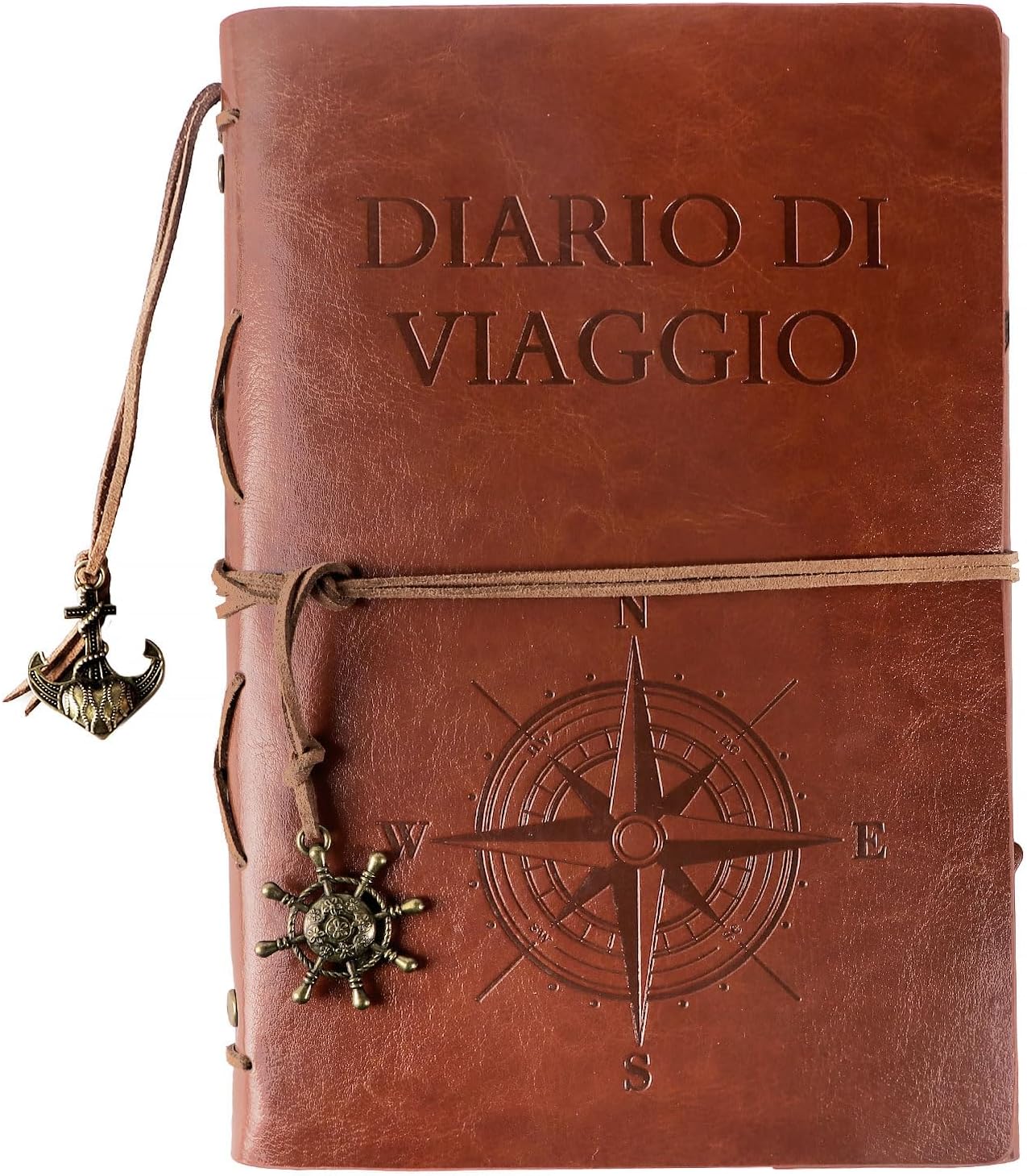 GEBETTER Diario di Viaggio in Pelle ad Anelli A5 Vintage, con Ciondolo ...