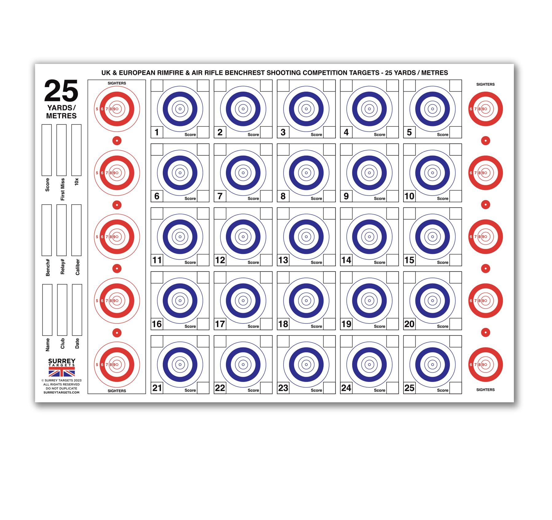 Benchrest Competition and Practice Targets 25yd/m A3 Size Air Rifle ...