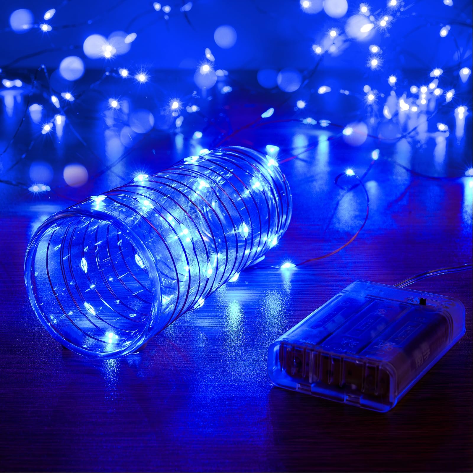 Amazon.com: RTGS 30 LEDs Blue Color String Lights Silver Wire Indoor ...