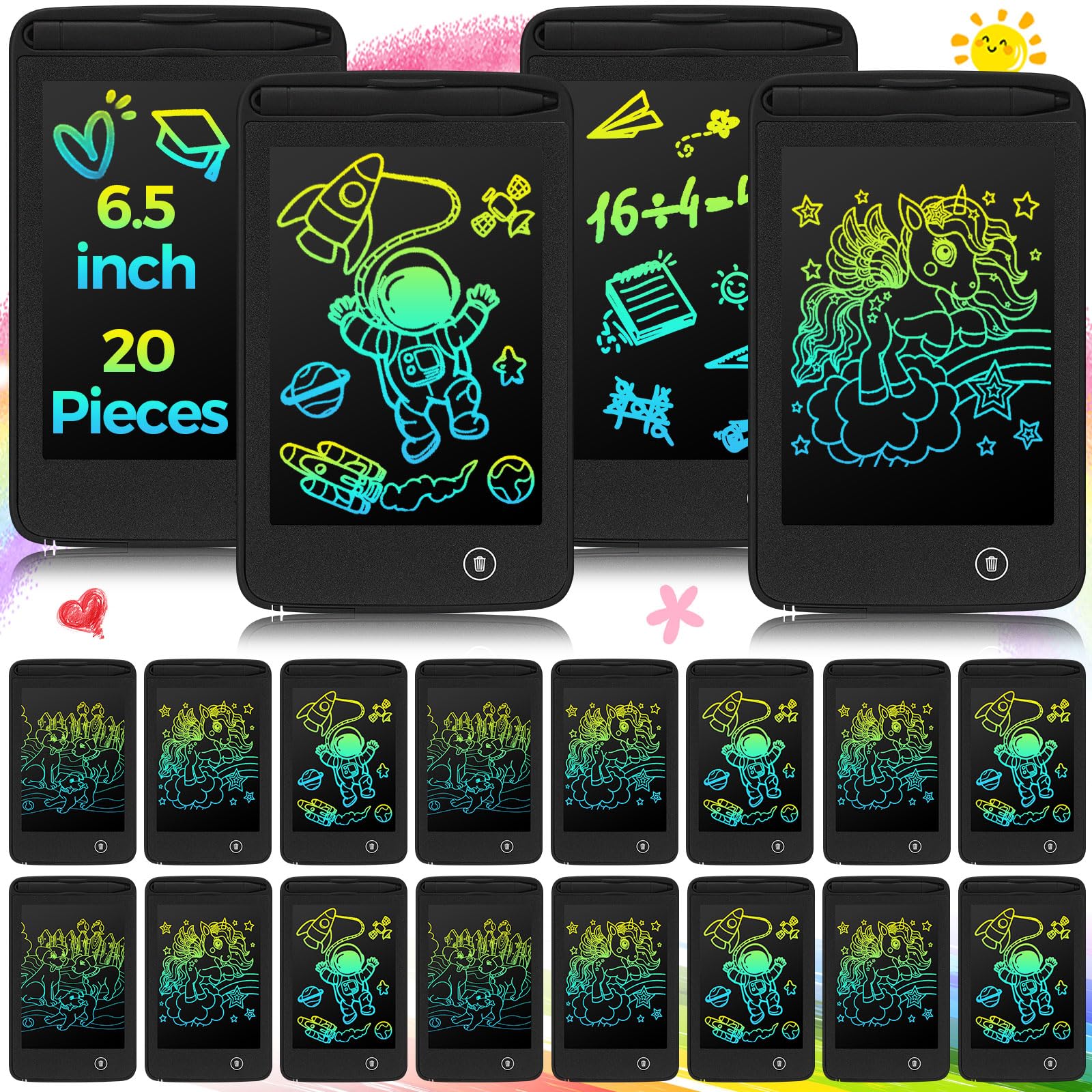 Zhehao 20 Pcs LCD Writing Tablet for Kids 6.5 Inch Colorful Doodle ...