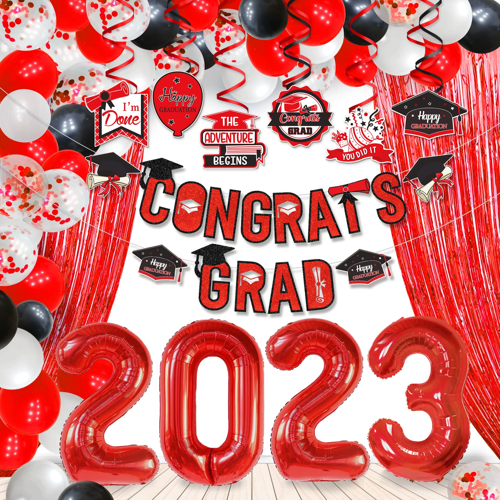 Red And White Graduation Centerpieces