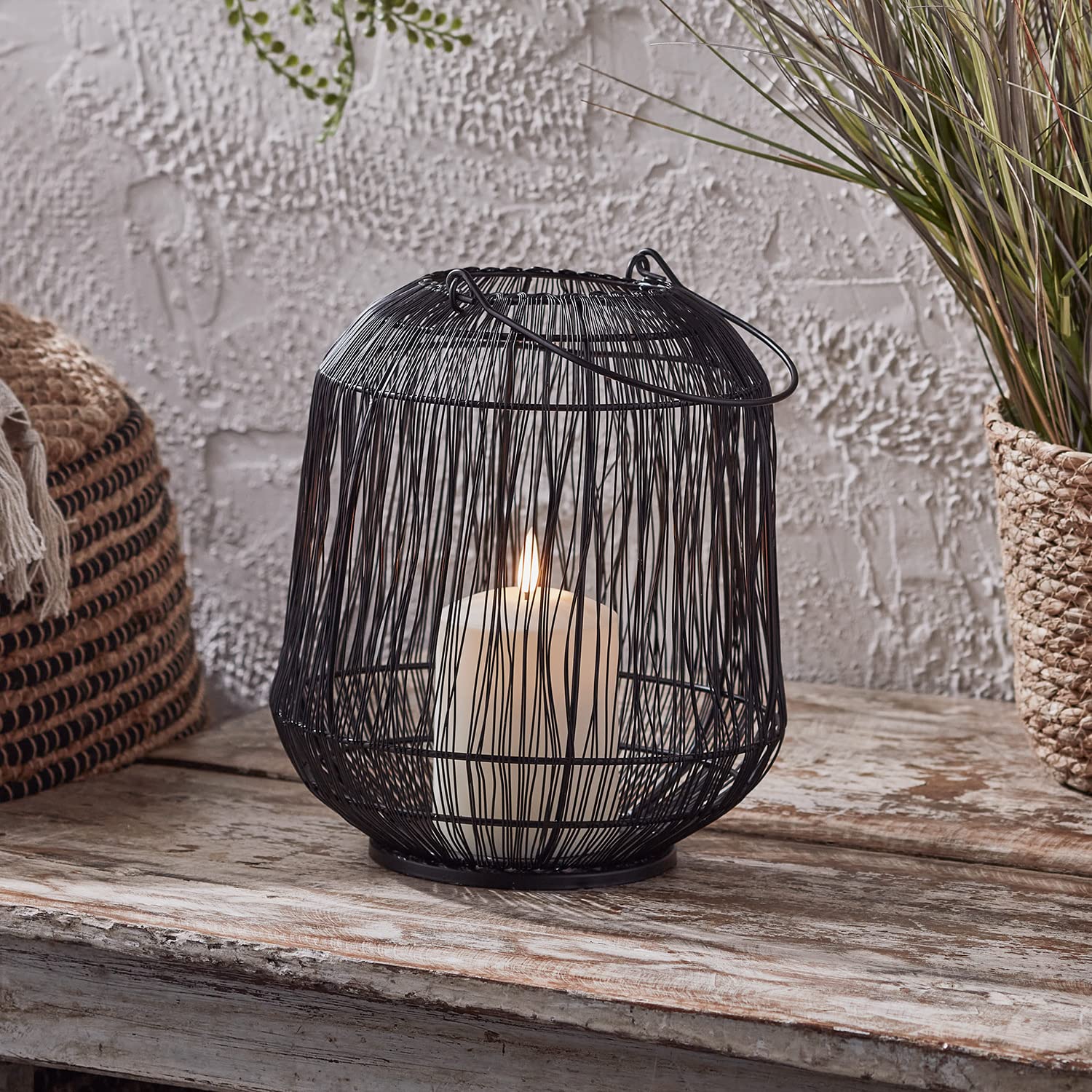Contemporary Candle Lantern Large Round Wire Candle Lanterns | CTW