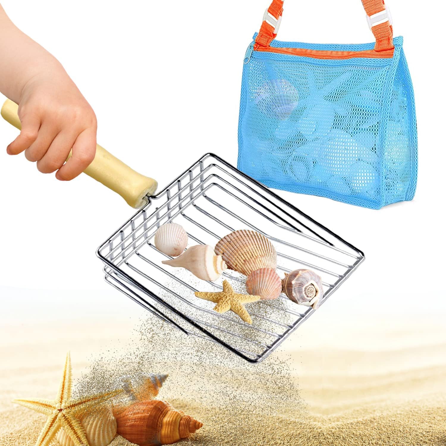 Gulissa Beach Mesh Shovel with Mesh Beach Bag for Shell Collecting ...