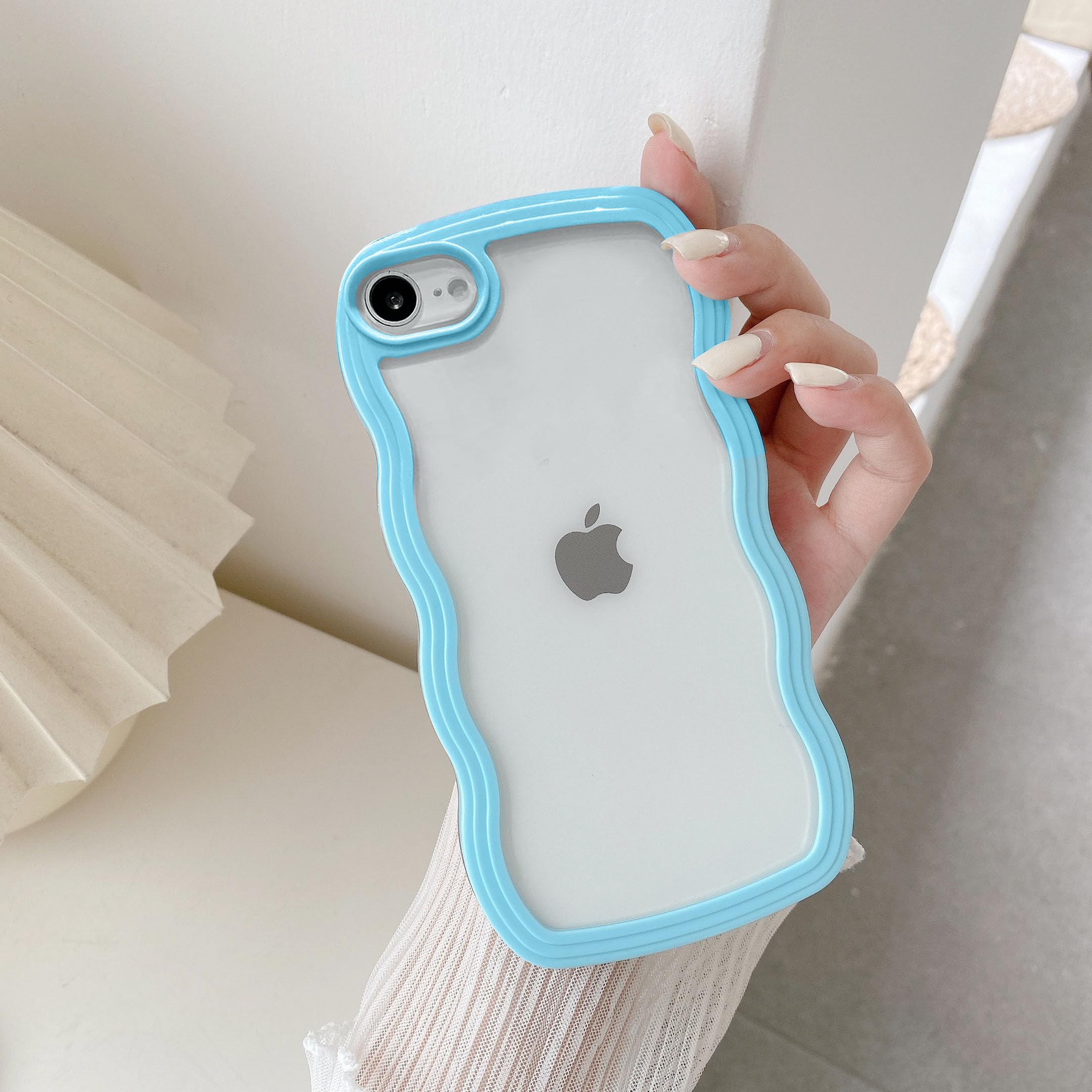 Amazon.com: QLTYPRI Compatible with iPhone 7/8/SE Case, Cute Curly Wave Frame Clear Case for ...