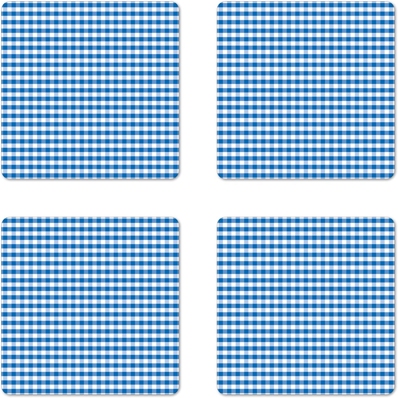 Amazon.com: Ambesonne Checkered Coaster Set of 4, Monochrome Gingham ...