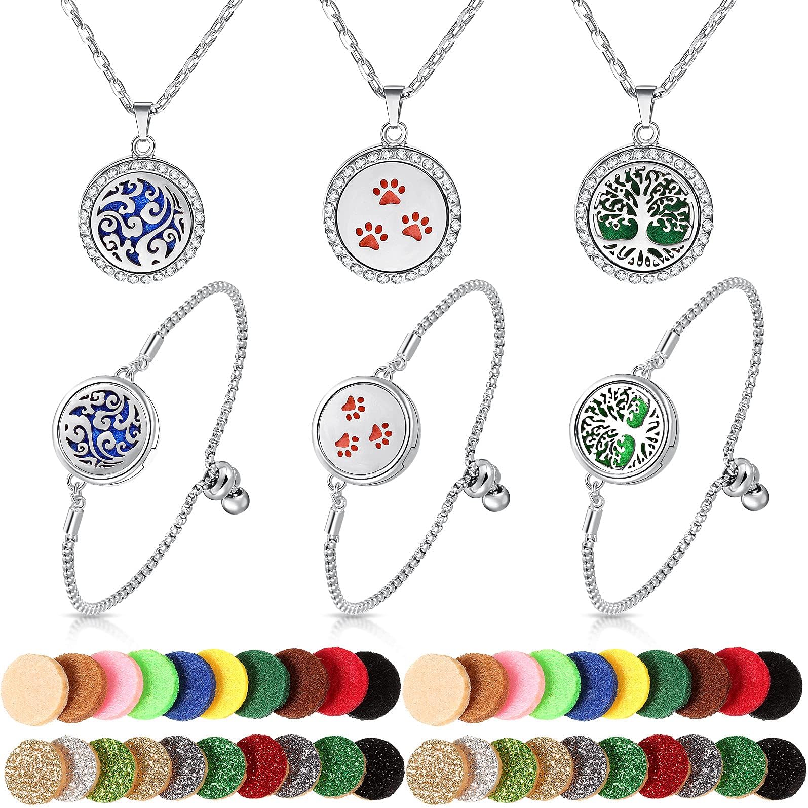 Amazon.com: Wholesales 12pcs Mixed Silver 32mm Round Aromatherapy ...