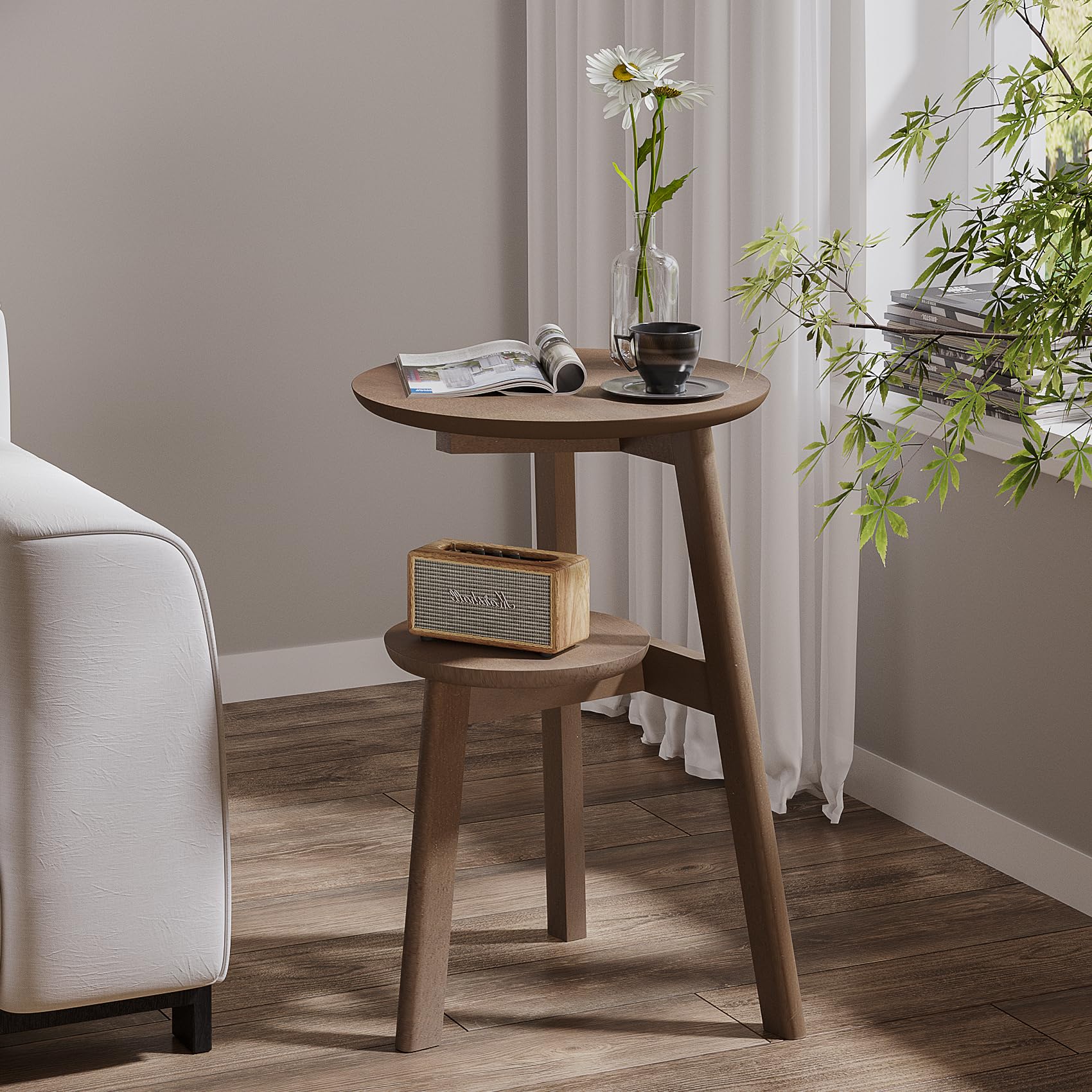 Amazon.com: ChooChoo Round End Table for Small Spaces, Narrow Side ...