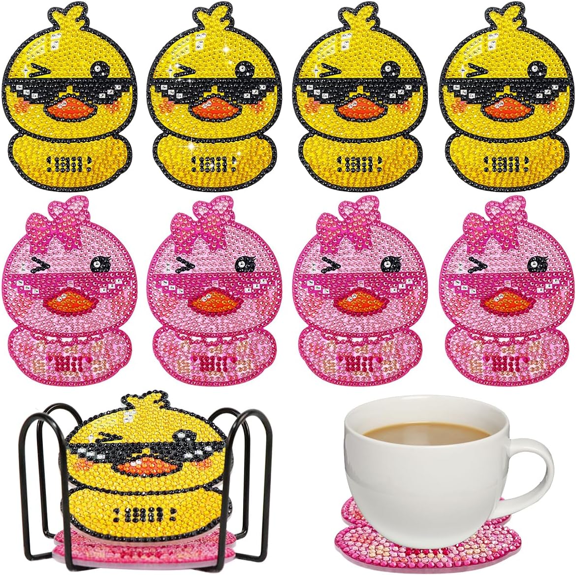 Amazon.com: seewavom 8PCS Coasters Cute Duck Shaped DIY Duck Coasters with Holder : Home & Kitchen