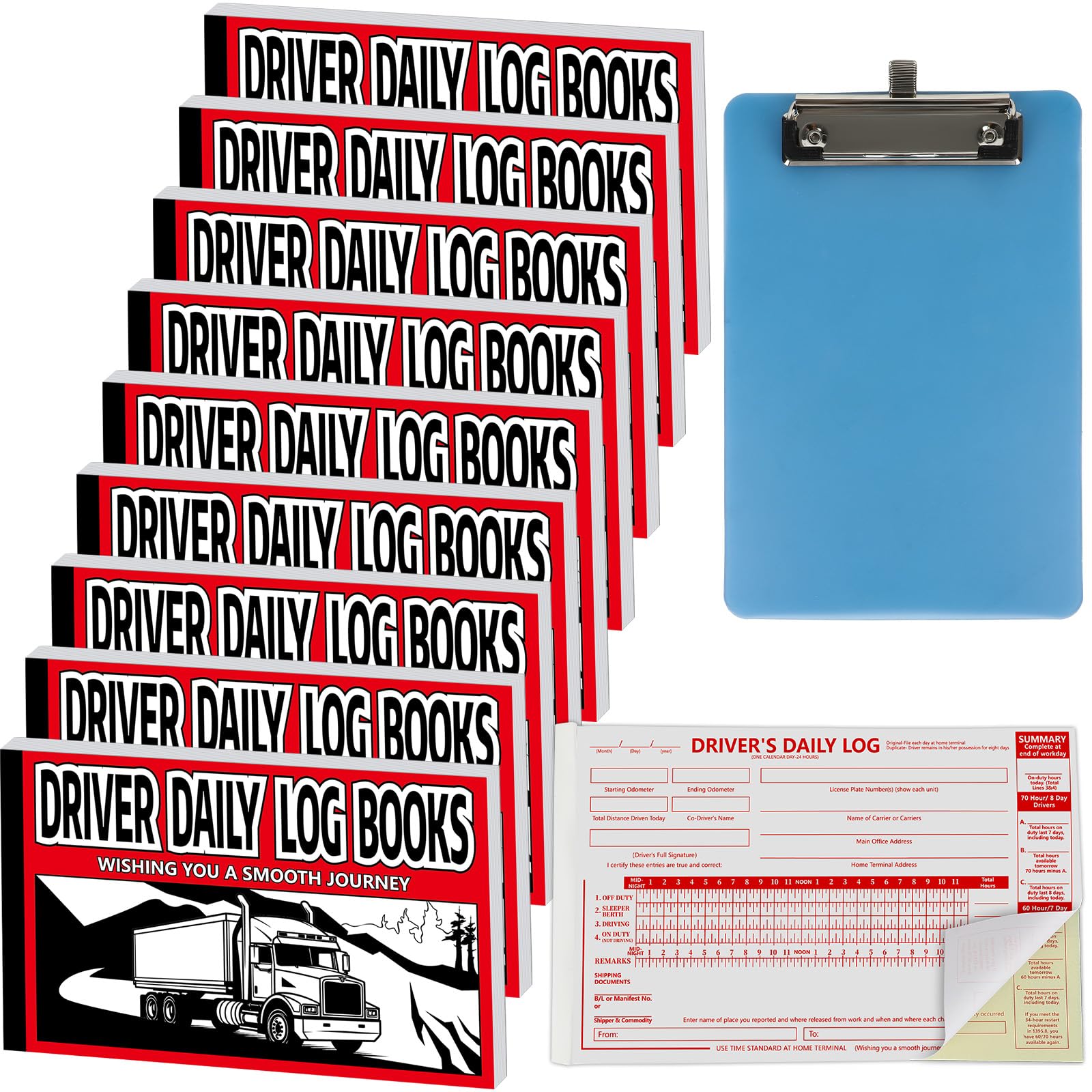 Amazon.com : 10 Pack Driver Daily Log Book 8.5X 5.5inch Driver's Log ...