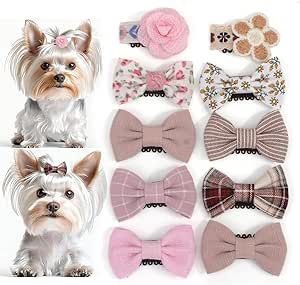 Amazon.co.jp: BIANHUAN 犬 ペット用 ヘアクリップ ヘアピン リボン 10点セット コームピン パッチン留め 髪飾り オシャレ 上品 超可愛い 赤ちゃん ペット ベビー ...