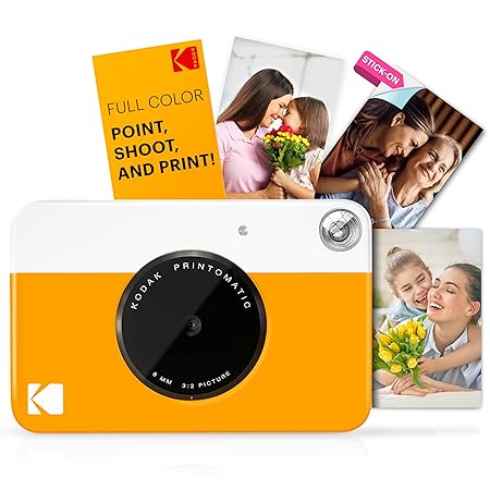 Kodak PRINTOMATIC Digital Instant Print Camera (Yellow), Full Color Prints On Zink 2x3 Sticky ...