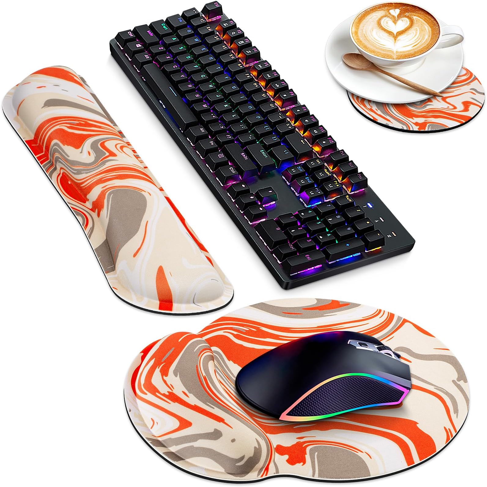 Amazon.com : Mouse Pad Wrist Support Set, Canjoy 3-in-1 Keyboard Wrist ...