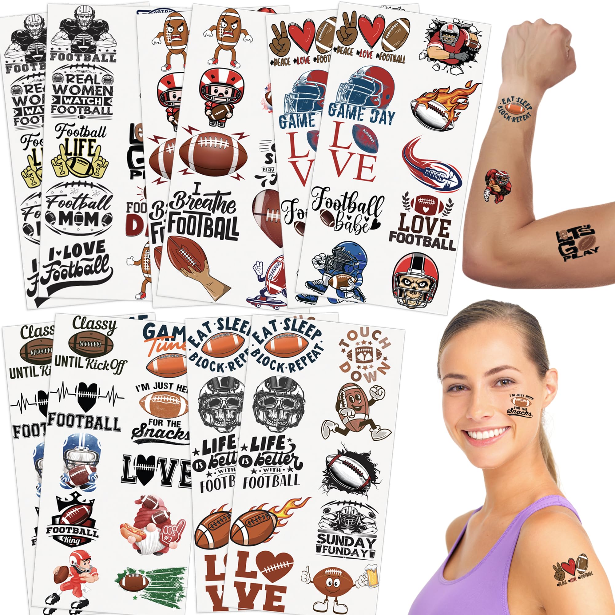 Amazon.com : Football Temporary Tattoos | 100 Game Day Temporary ...