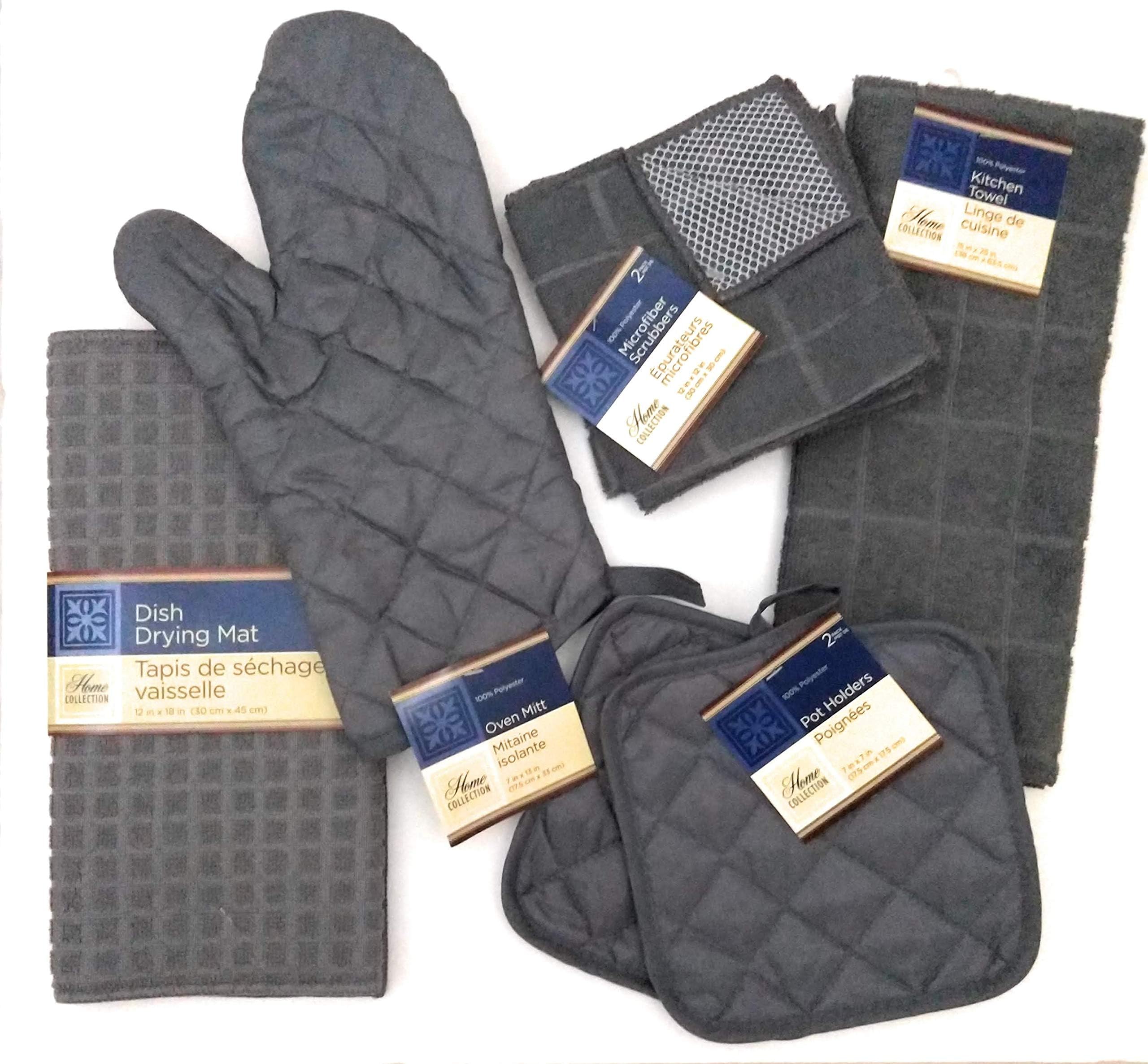 Amazon.com: Kitchen Towel Set with 2 Quilted Pot Holders, Oven Mitt ...