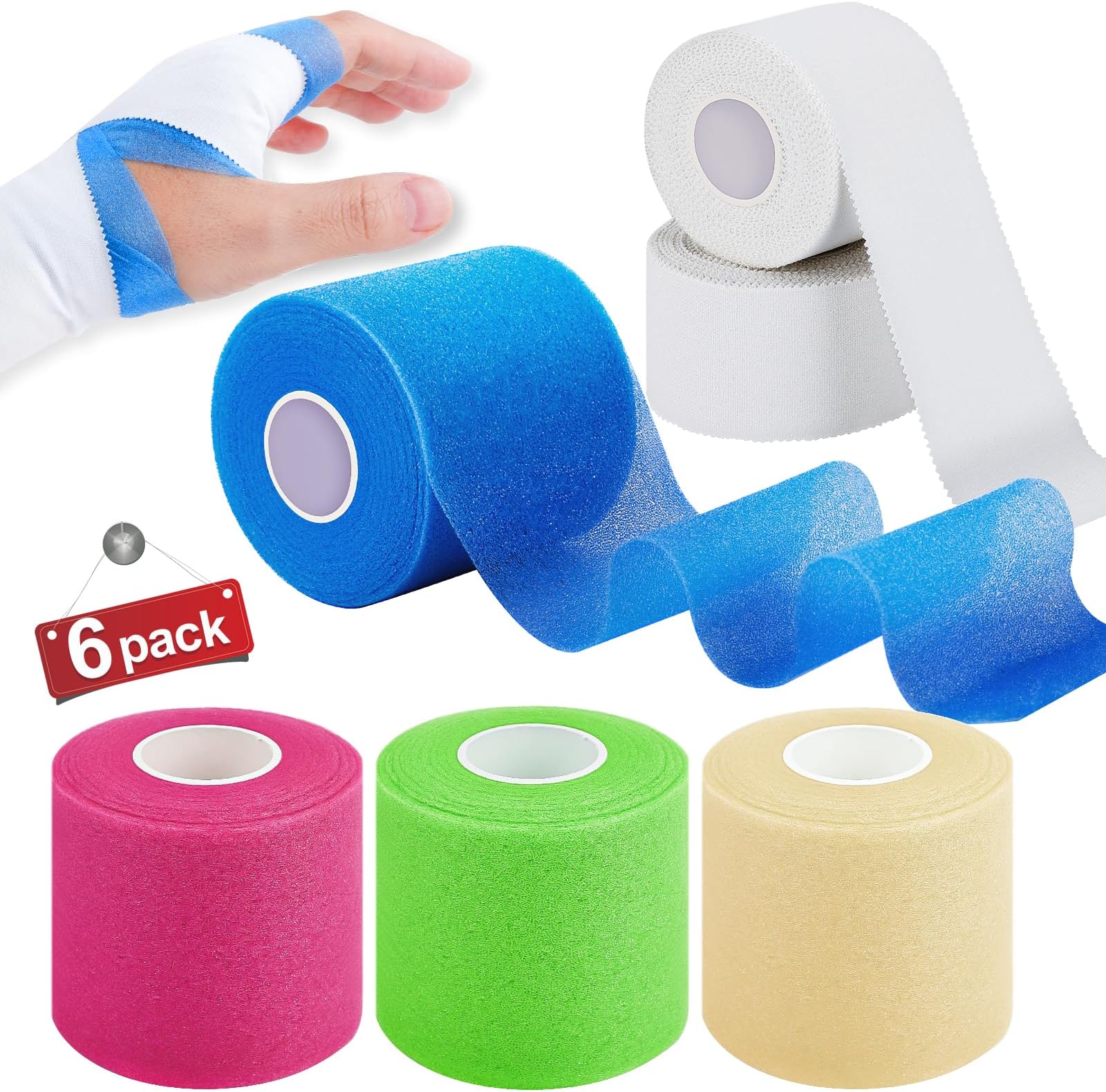 Amazon.com: Prewrap Athletic Tape Set-4 Rolls Foam Pre Wrap & 2 Rolls ...