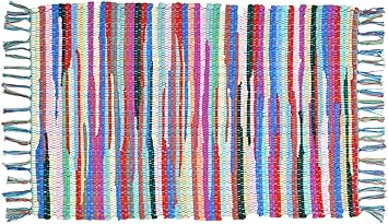 Allure Handmade Rag Rug - Tasselled Multicoloured Chindi Rug for ...