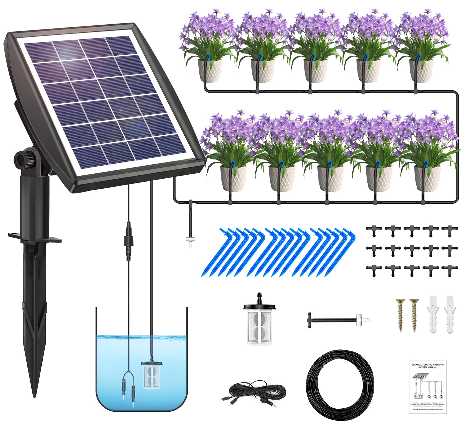 Amazon.com : Solar Drip Irrigation System, Automatic Irrigation System ...