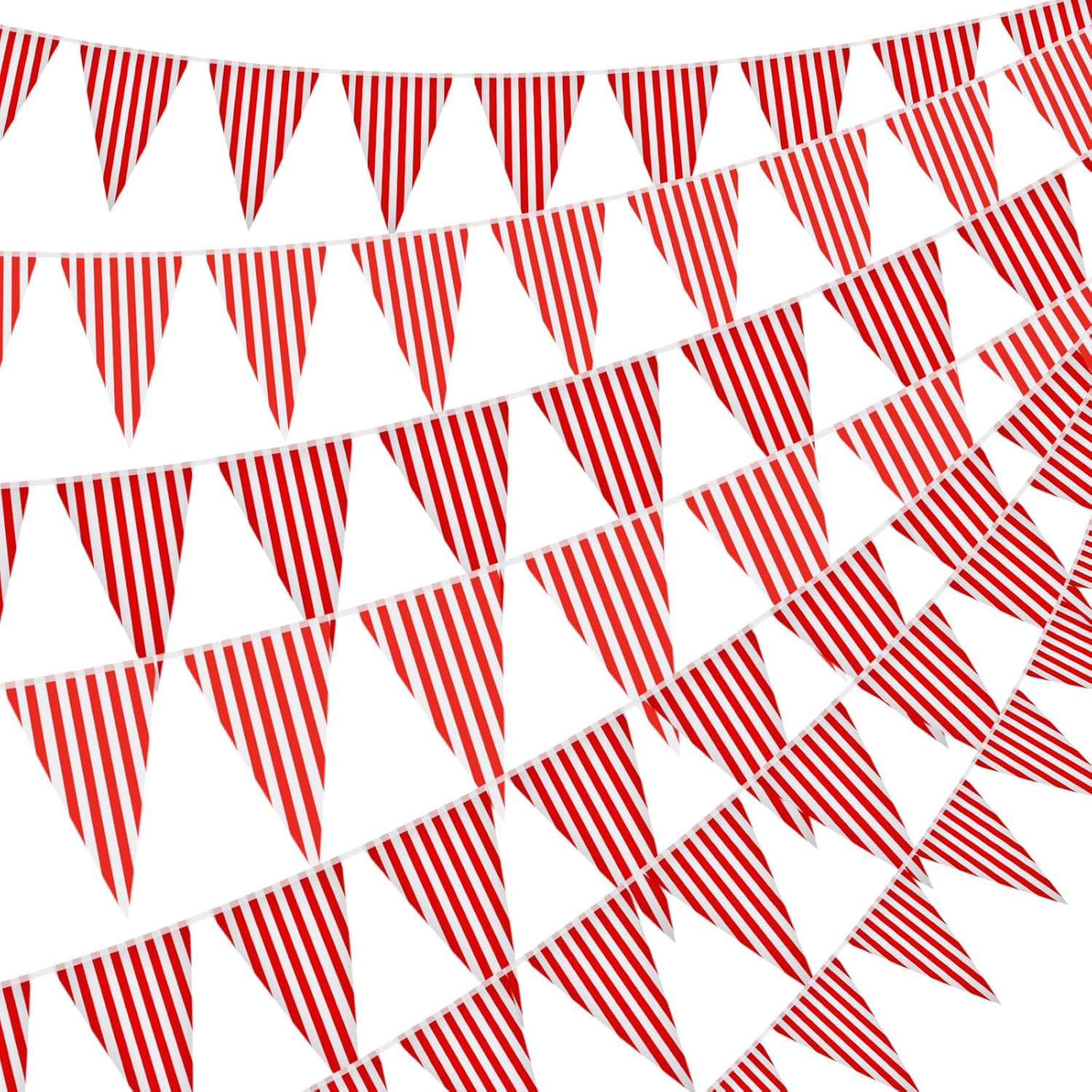Amazon.com: Panelee 20 Pcs Red and White Striped Pennant Banner ...
