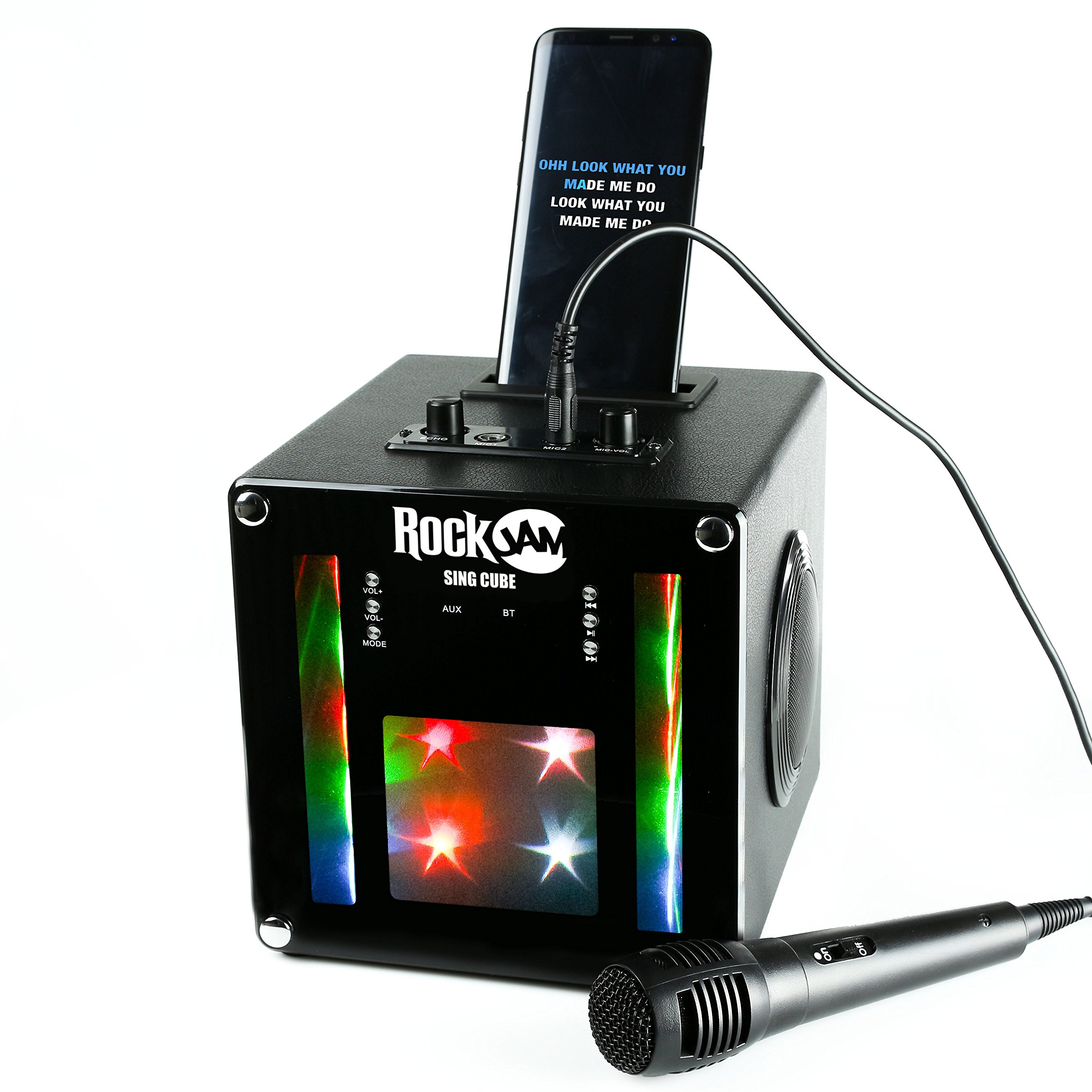 RockJam Singcube 5 Watt Bluetooth Karaoke Machine with Dual Microphones ...