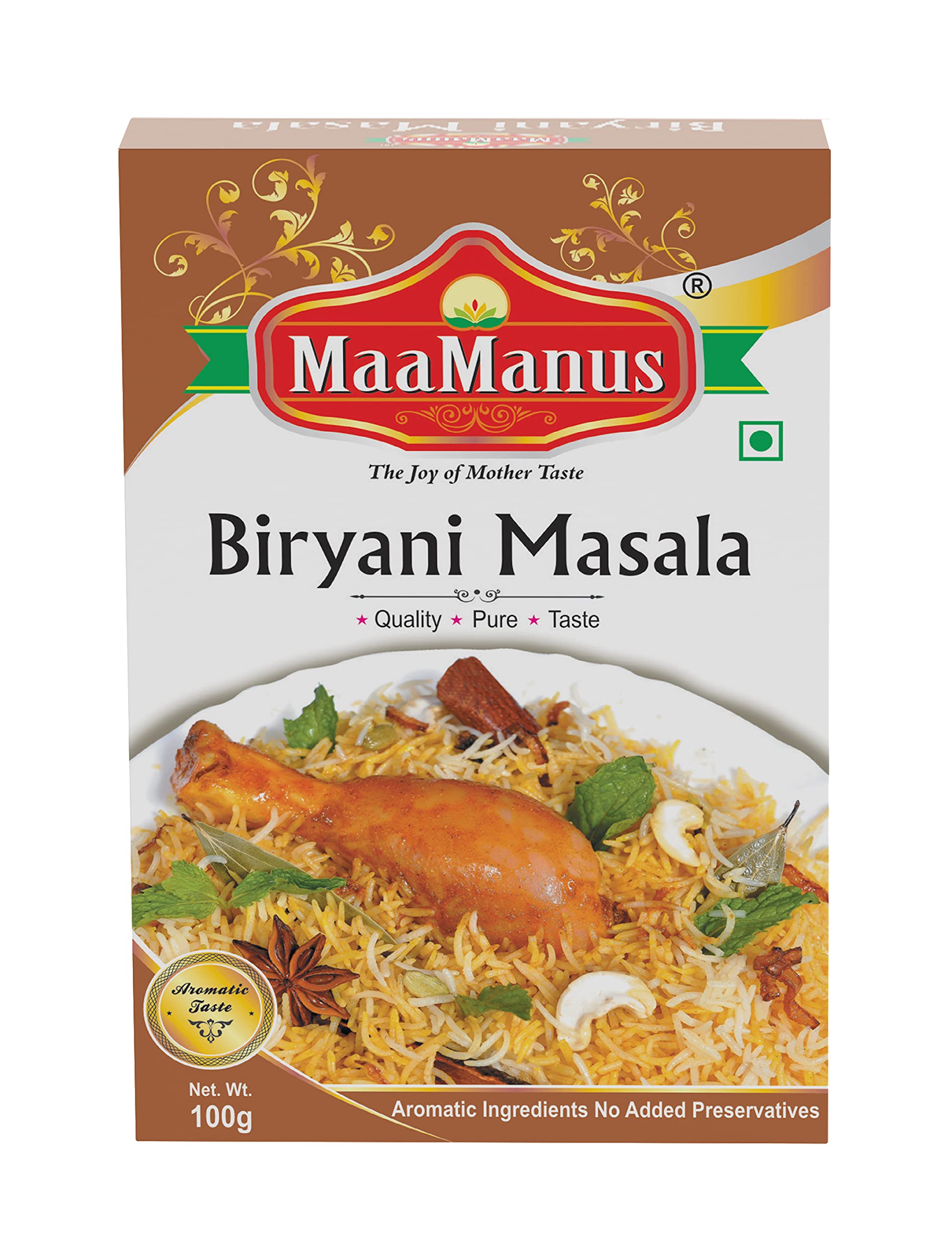 MaaManus Chicken Biryani Masala 100g Each Packet Pack of (1) : Amazon ...
