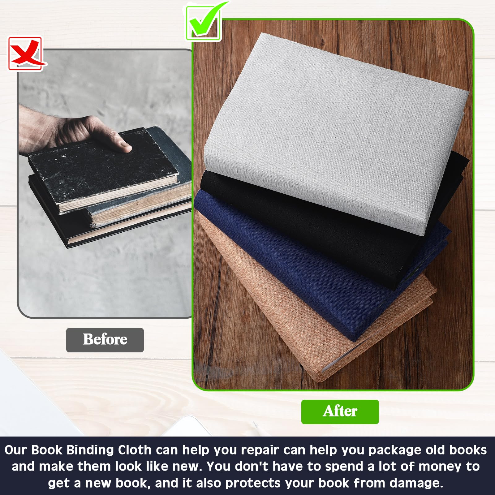 Snapklik.com : SmoothNovelty 4 Pcs Book Cloth Bookcover Fabric Surface