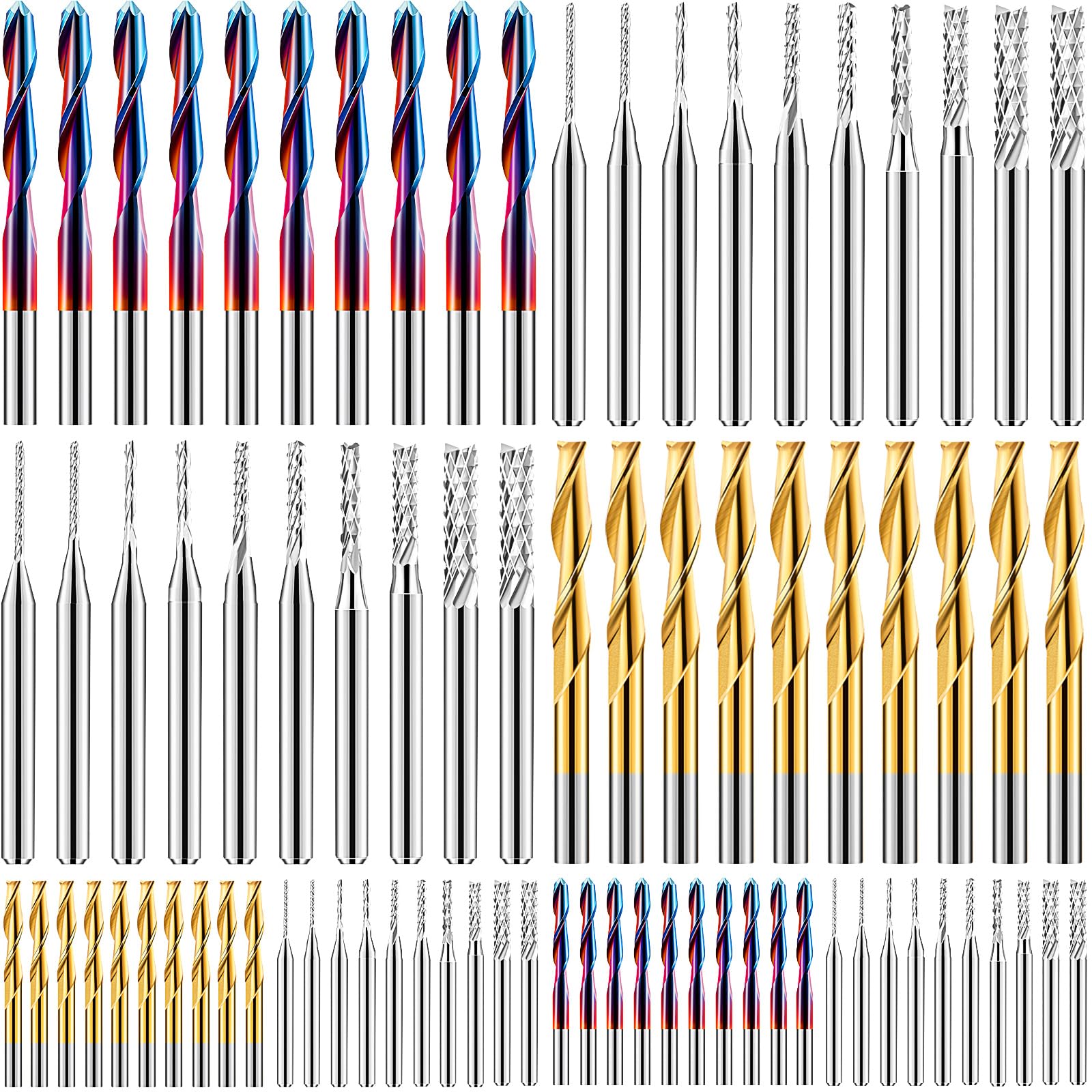 Threlaco 80 Pcs End Mills CNC Router Bits, 1/8" Shank CNC Cutter ...