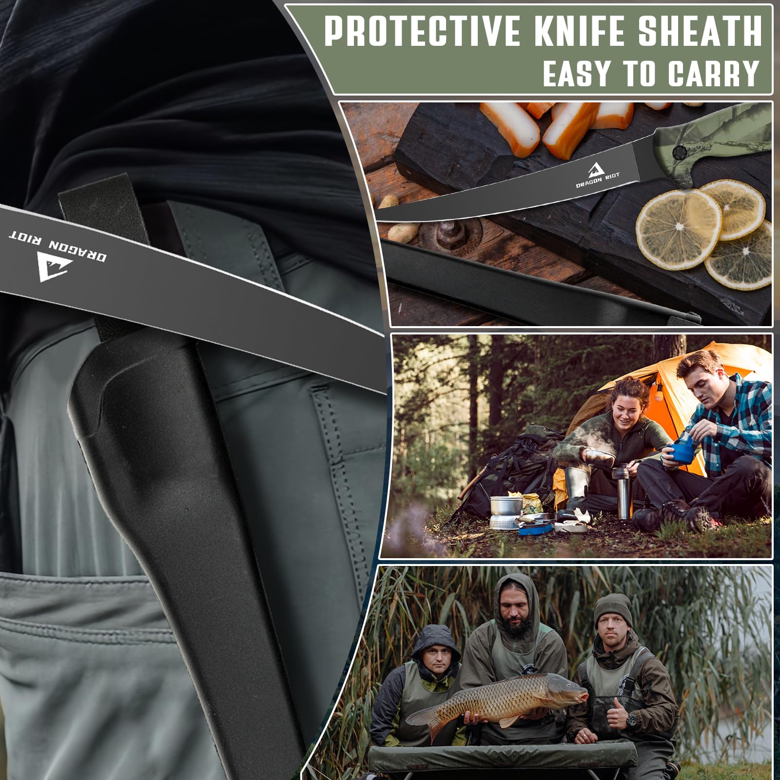 Snapklik.com : DRAGON RIOT Fillet Knife 6 Inch, Black Stainless Boning ...