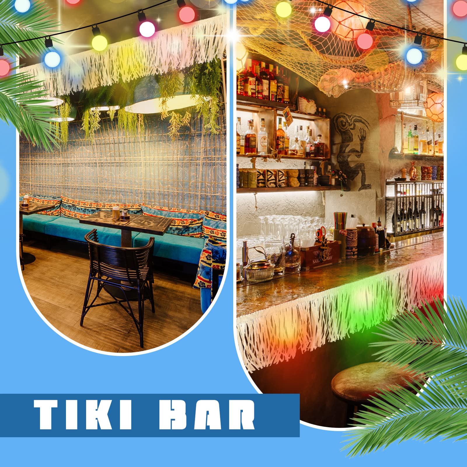Snapklik.com : Hawaiian Luau Grass Raffia Fringe Banner Tropical Table ...