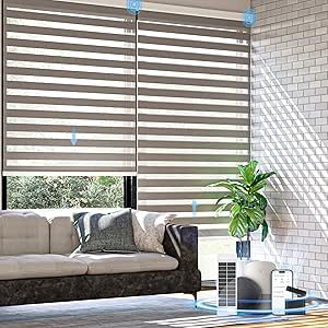 Amazon.com: DONGFXK Motorized Zebra Blinds with Remote Control,Solar Powered Rechargeable Dual ...
