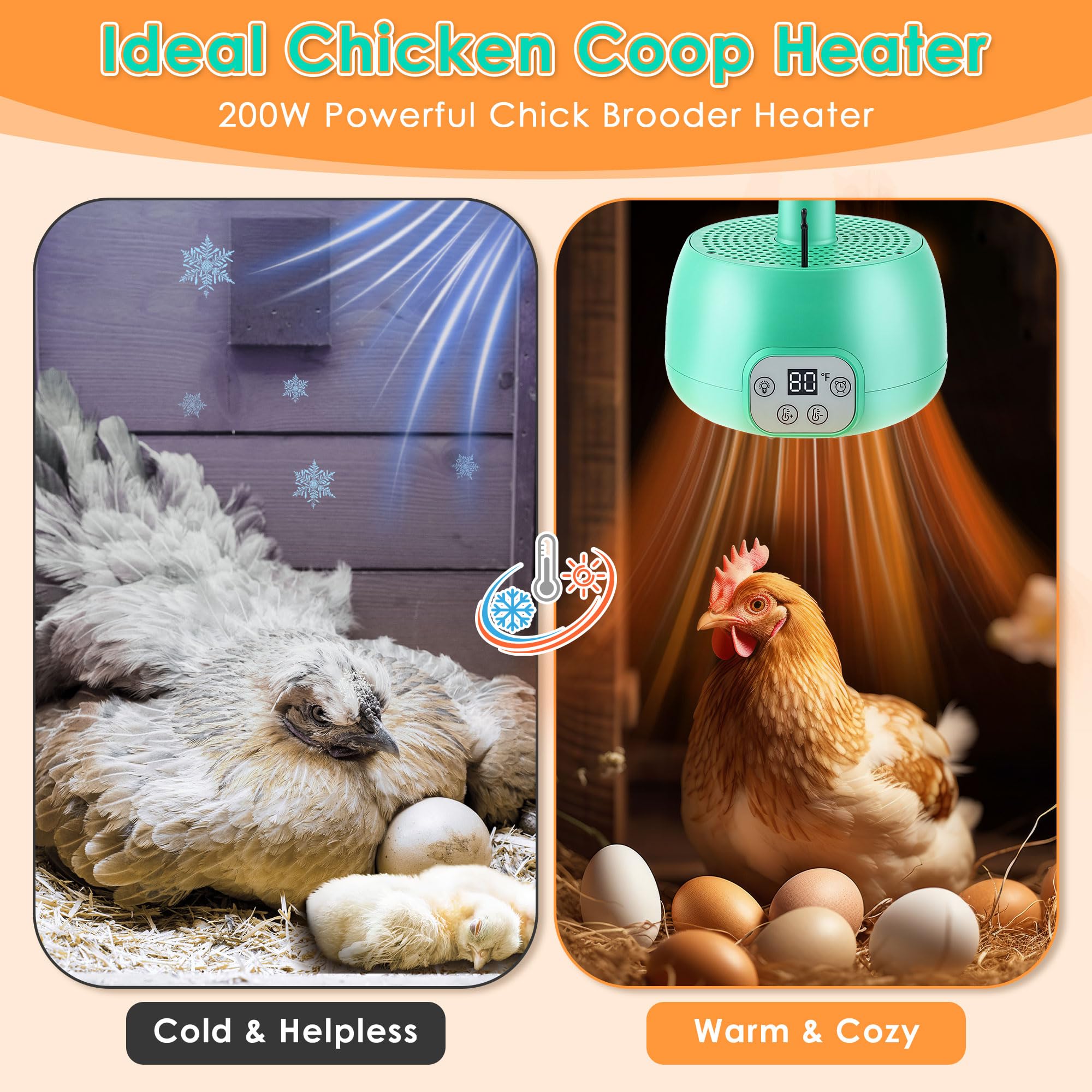 Snapklik.com : 1 Pack Chicken Coop Heater, Timing Chicken Heat Lamp ...