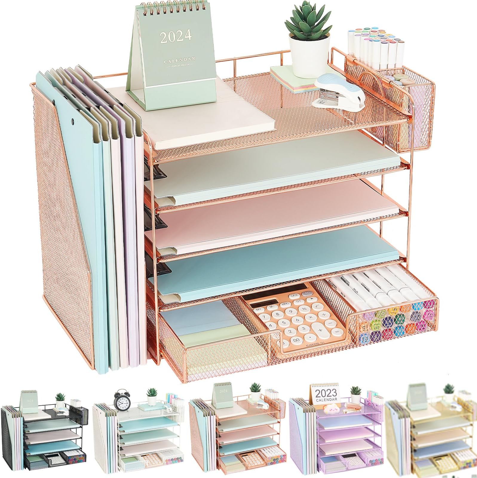 Amazon.com: ORDROLL Desk Paper Organizer with Handle,3 Tier Letter ...