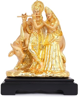 Buy KRISHNAGALLERY1 Polyresin Gold Plated Radha Krishna Murti with Coe ...