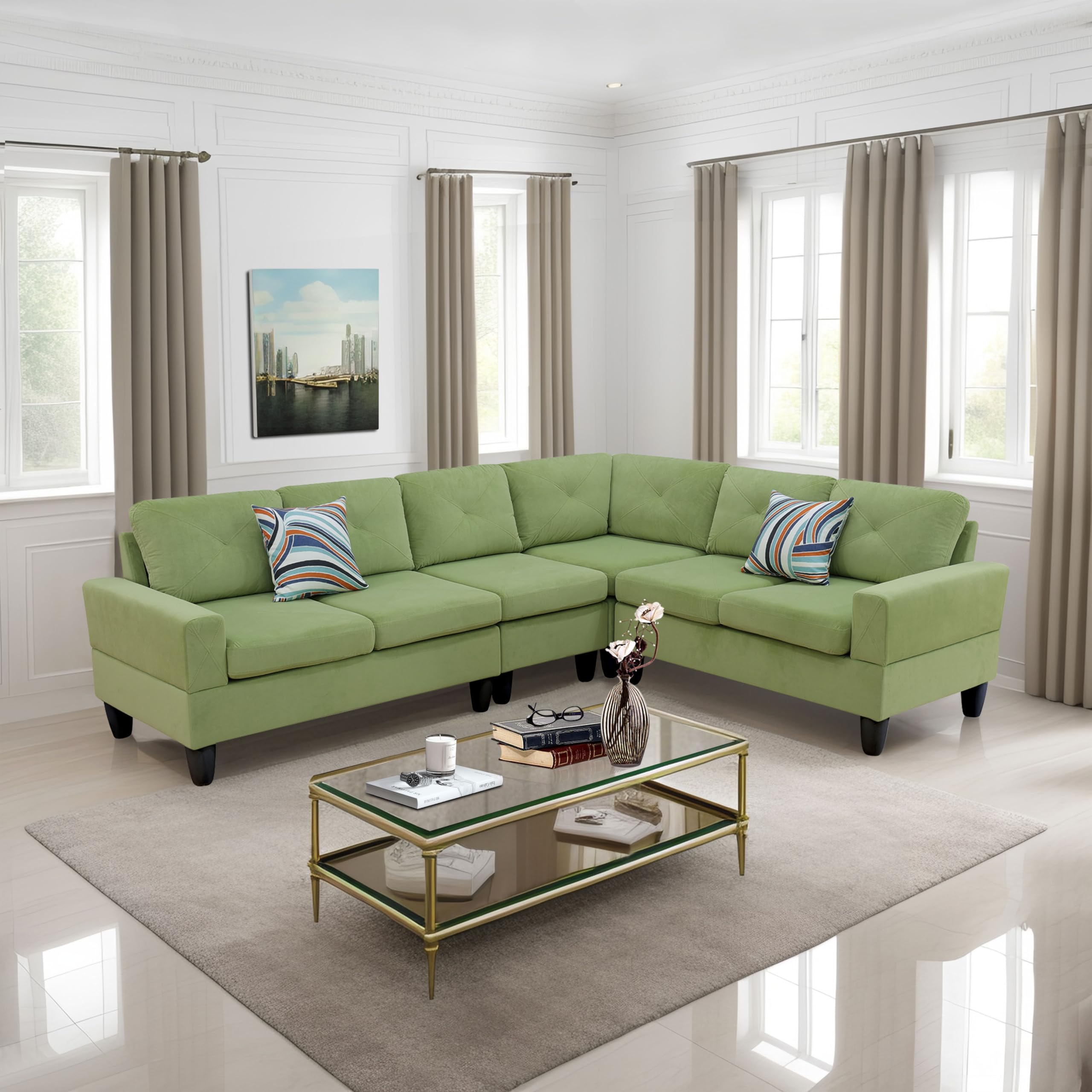 Amazon.com: Ball & Cast Calico 4-Piece Couch Living Room Couch Set with ...