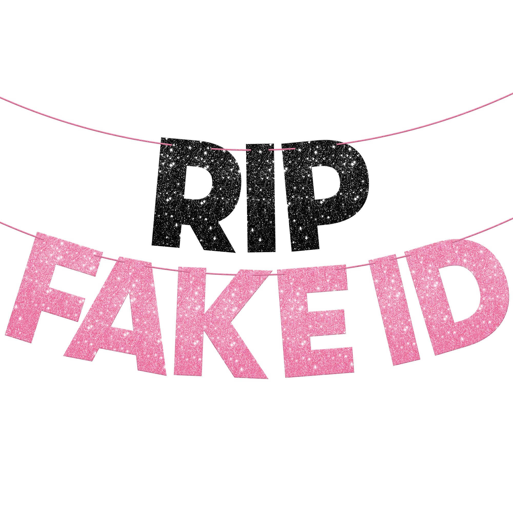 Amazon.com: KatchOn, Glitter RIP Fake ID Banner Black and Pink ...