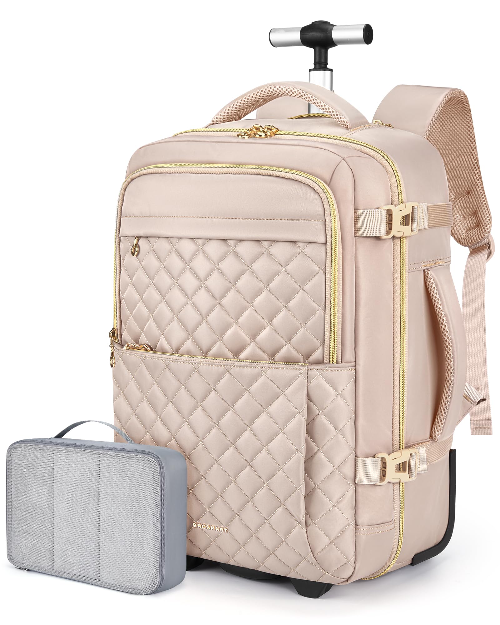 Amazon.com | BAGSMART Rolling Backpack for Women, Wheeled Backpack with ...