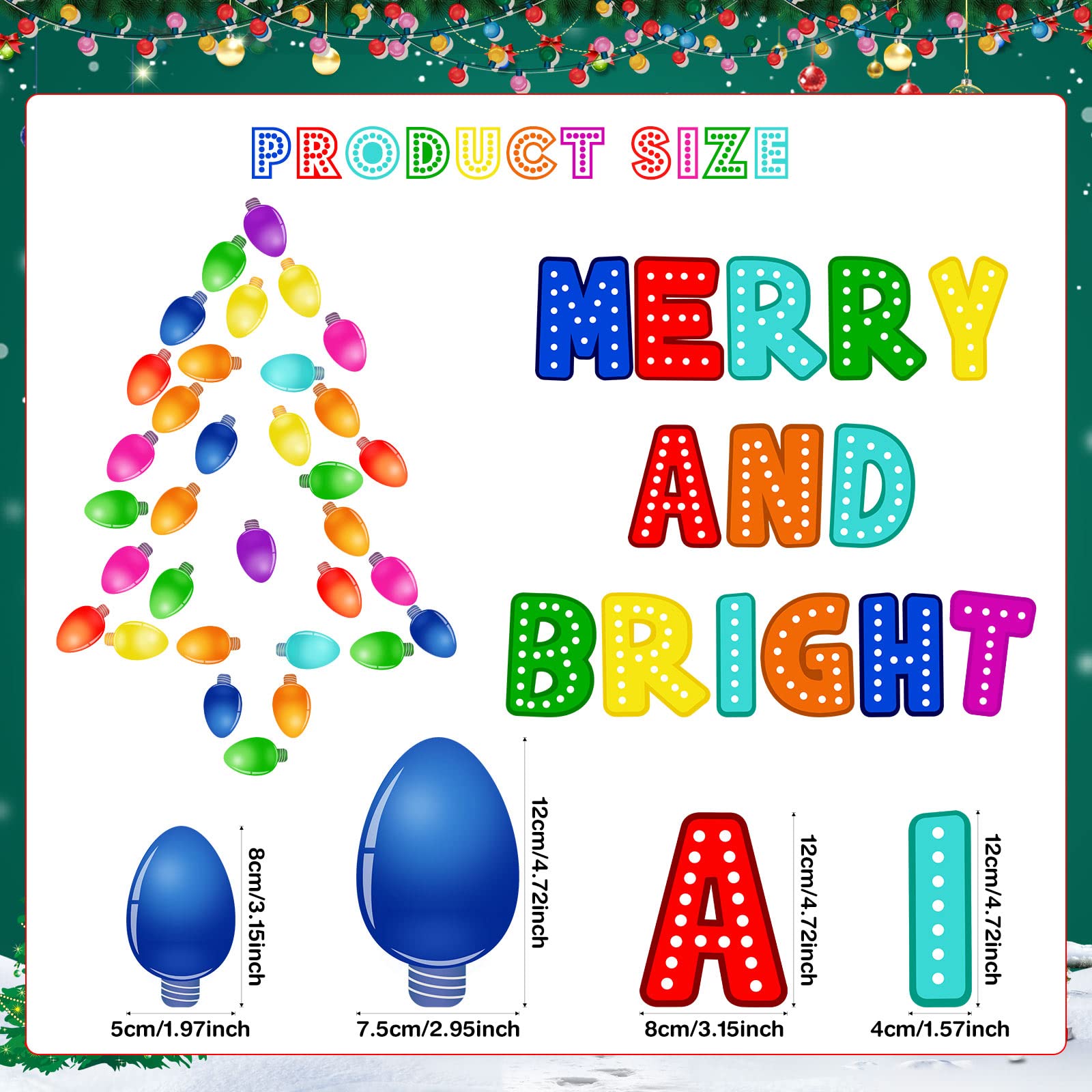 Snapklik.com : 76 Pcs Merry & Bright Winter Holiday Bulb Paper Cutouts ...