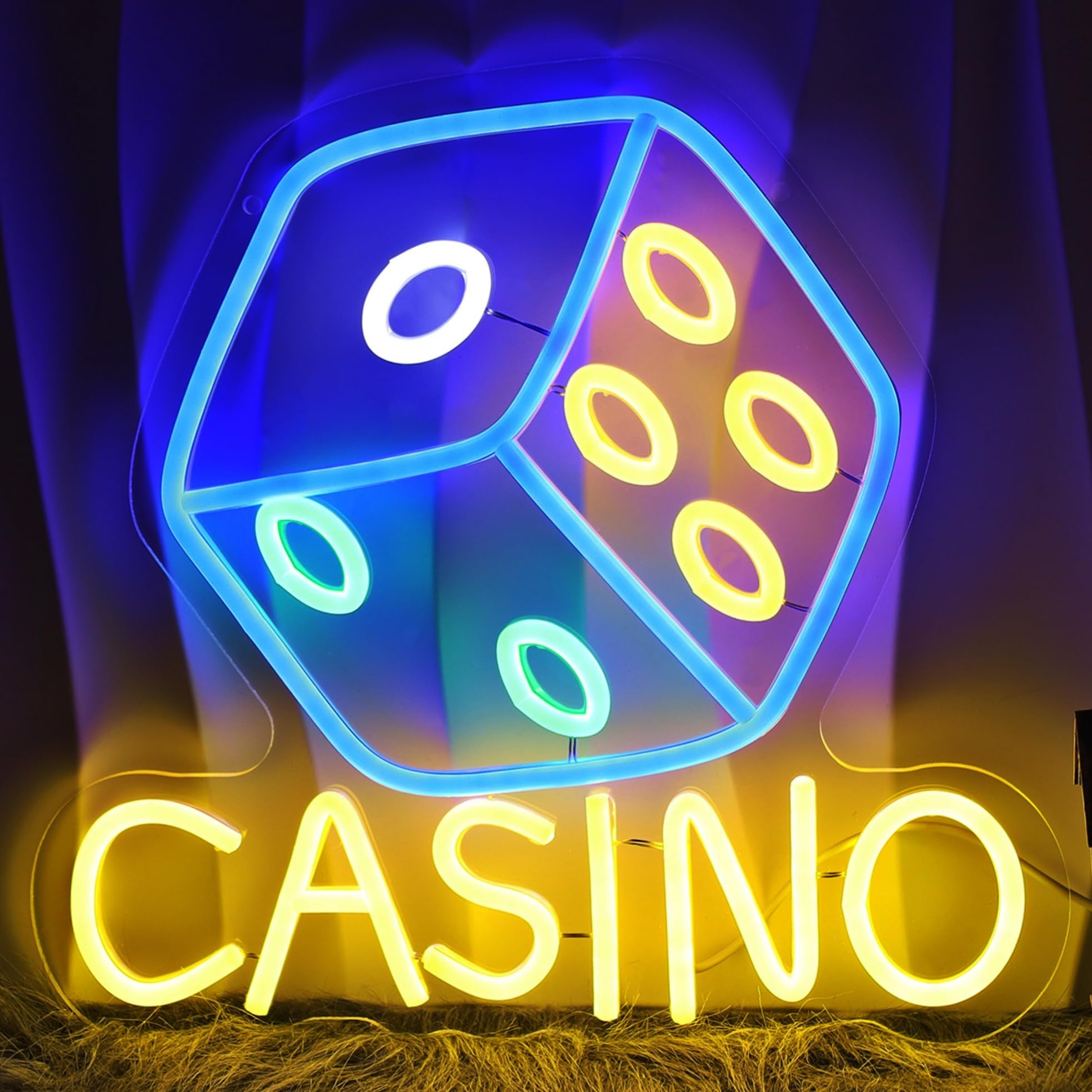 Amazon.com : Casino Neon Sign Dimmable Dice Neon Sign Wall Decor Gift ...